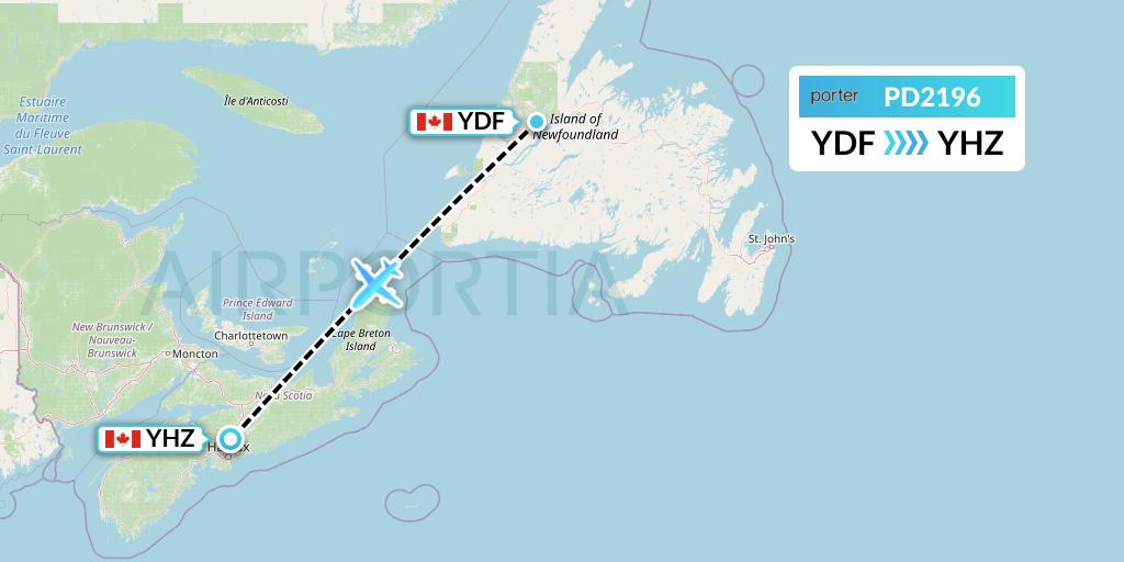 PD2196 Flight Status Porter Airlines: Deer Lake to Halifax (POE2196)