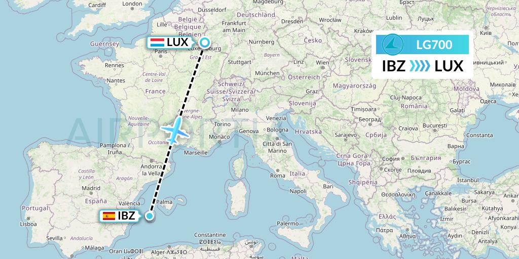 LG700 Flight Status Luxair: Ibiza to Luxembourg (LGL700)