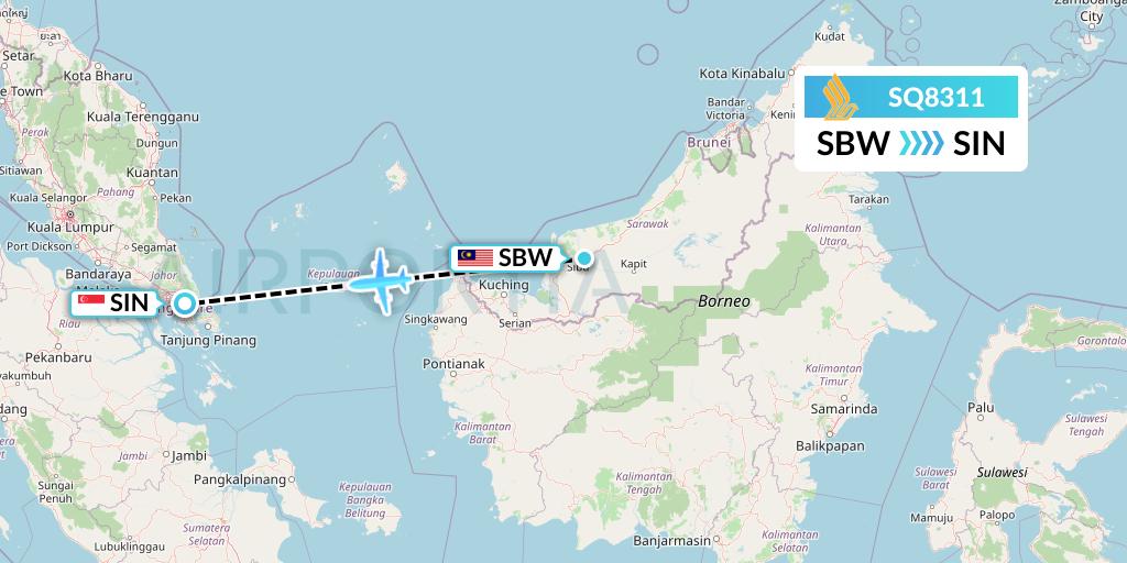 SQ8311 Flight Status Singapore Airlines: Sibu to Singapore (SIA8311)