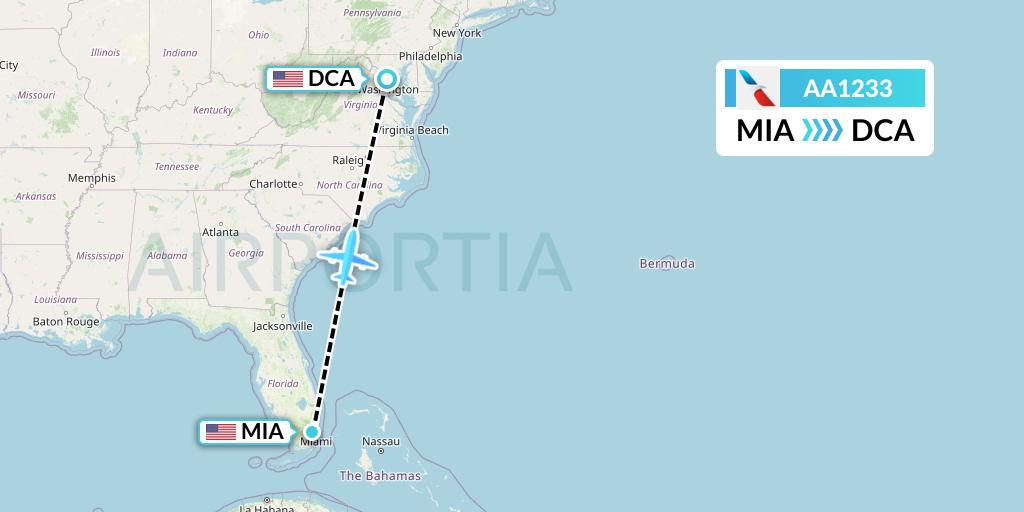 AA1233 Flight Status American Airlines: Miami to Washington (AAL1233)