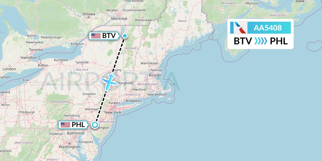 AA5408 Flight Status American Airlines: Burlington to Philadelphia ...