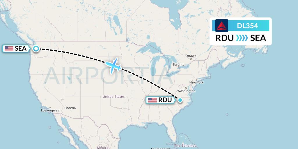 DL354 Flight Status Delta Air Lines: Raleigh-Durham to Seattle (DAL354)