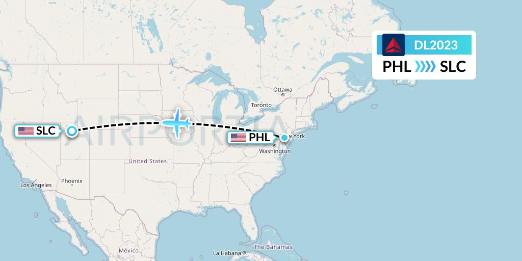 DL2023 Flight Status Delta Air Lines: Philadelphia to Salt Lake City ...