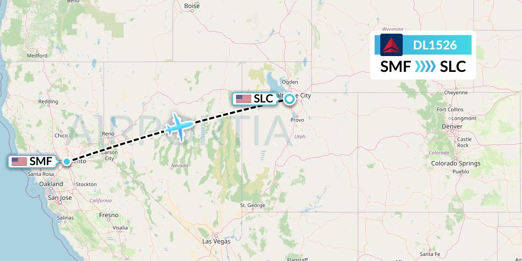 DL1526 Flight Status Delta Air Lines: Sacramento to Salt Lake City ...