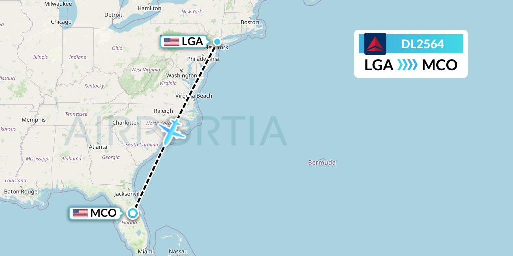 DL2564 Flight Status Delta Air Lines: New York to Orlando (DAL2564)