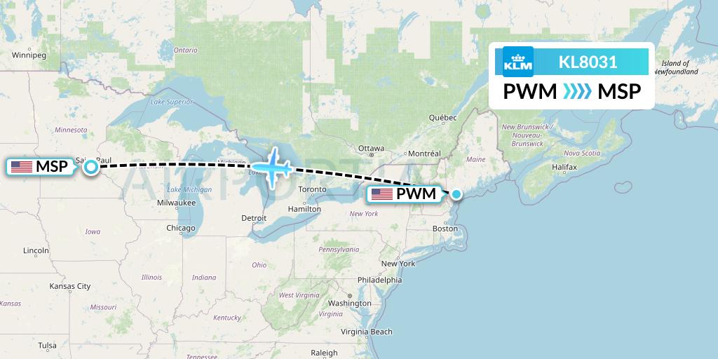KL8031 Flight Status KLM: Portland to Minneapolis (KLM8031)
