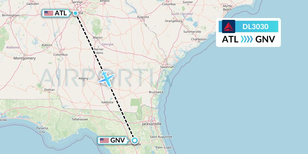 DL3030 Flight Status Delta Air Lines: Atlanta to Gainesville (DAL3030)