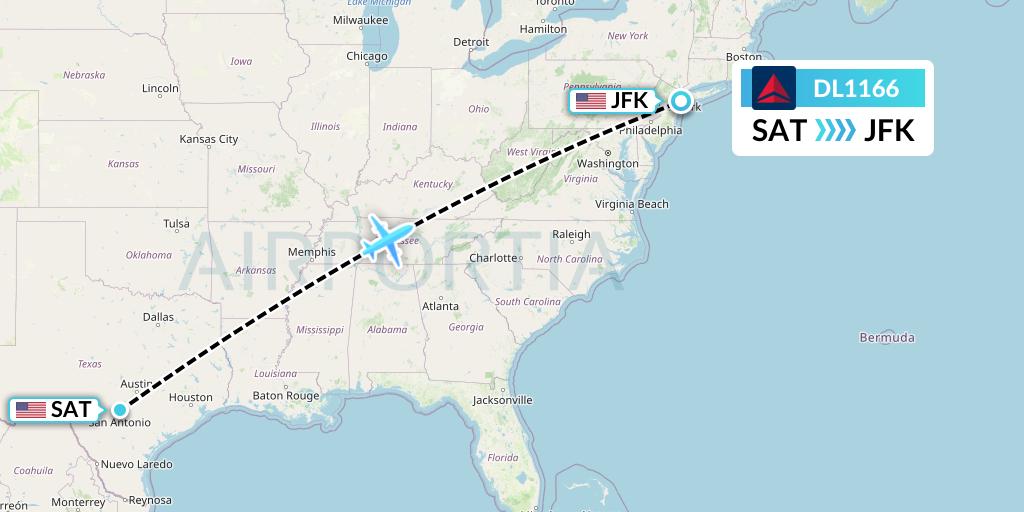 DL1166 Flight Status Delta Air Lines: San Antonio to New York (DAL1166)