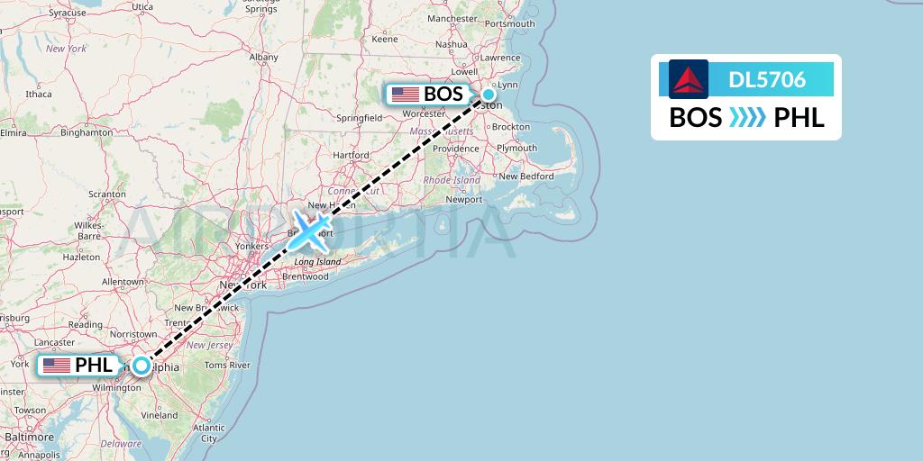 DL5706 Flight Status Delta Air Lines: Boston to Philadelphia (DAL5706)