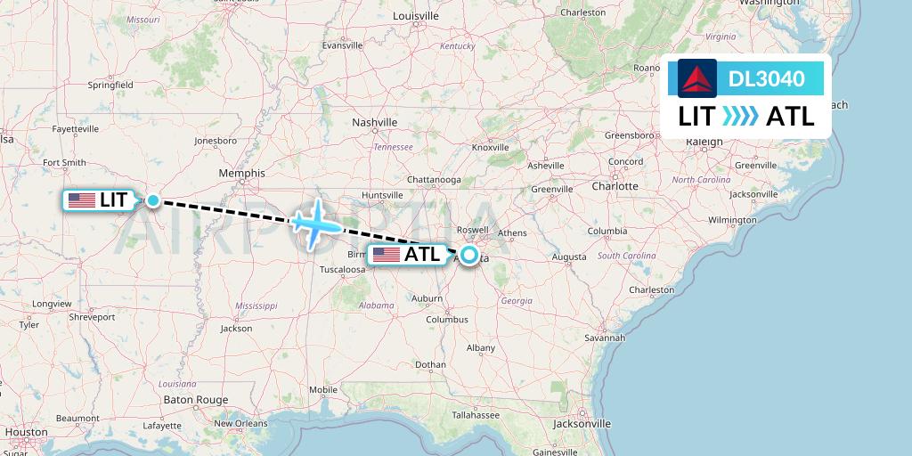 DL3040 Flight Status Delta Air Lines: Little Rock to Atlanta (DAL3040)