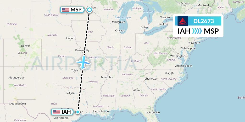 DL2673 Flight Status Delta Air Lines: Houston to Minneapolis (DAL2673)