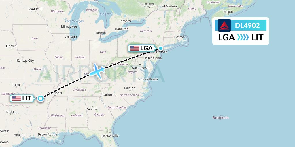 DL4902 Flight Status Delta Air Lines: New York to Little Rock (DAL4902)