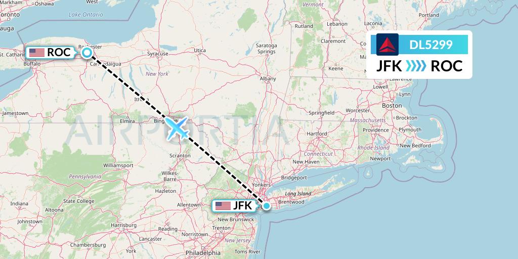 DL5299 Flight Status Delta Air Lines: New York to Rochester (DAL5299)
