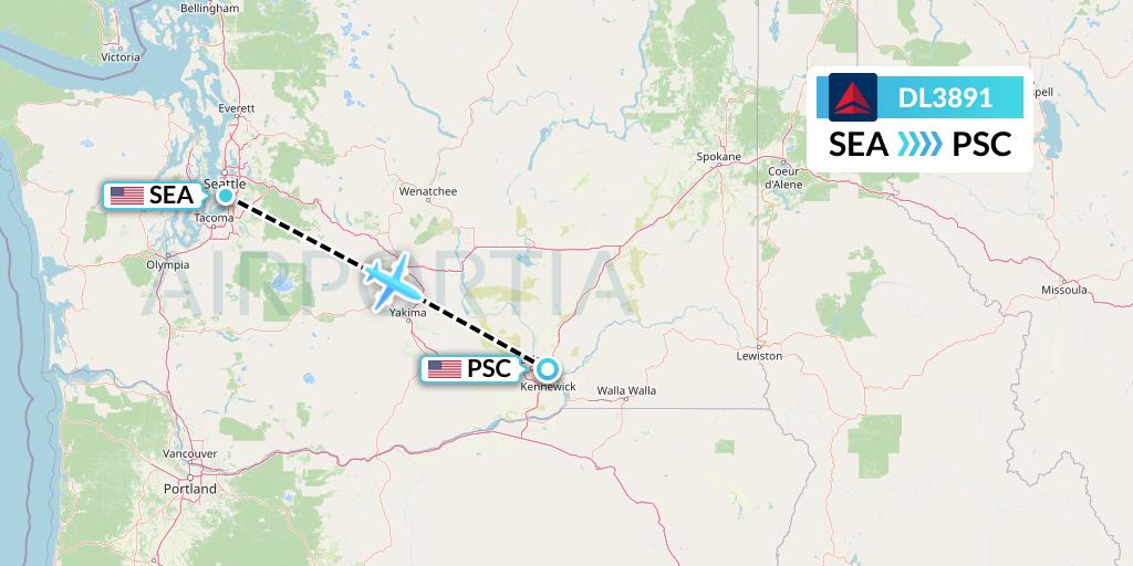 DL3891 Flight Status Delta Air Lines: Seattle to Pasco (DAL3891)
