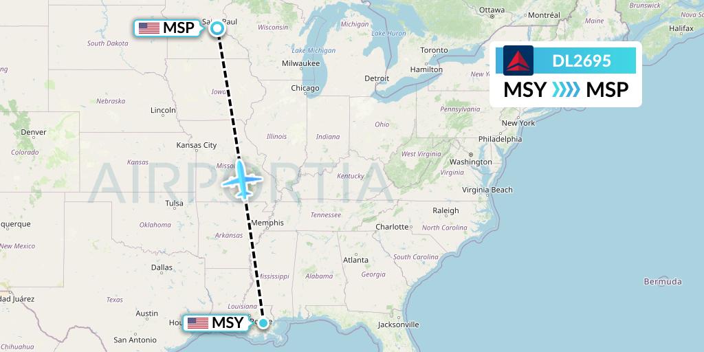 DL2695 Flight Status Delta Air Lines: New Orleans to Minneapolis (DAL2695)