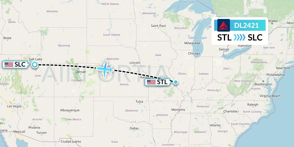 DL2421 Flight Status Delta Air Lines: St. Louis to Salt Lake City (DAL2421)