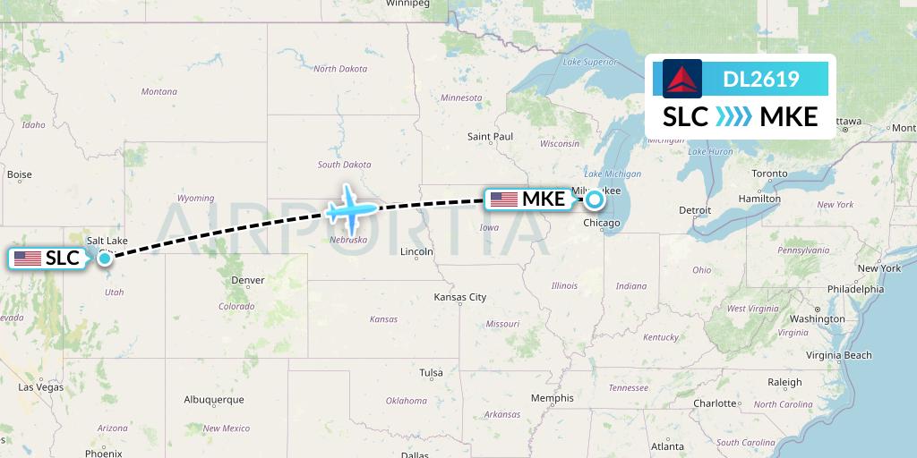 DL2619 Flight Status Delta Air Lines: Salt Lake City to Milwaukee (DAL2619)