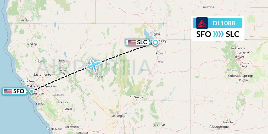 DL1088 Flight Status Delta Air Lines: San Francisco to Salt Lake City ...