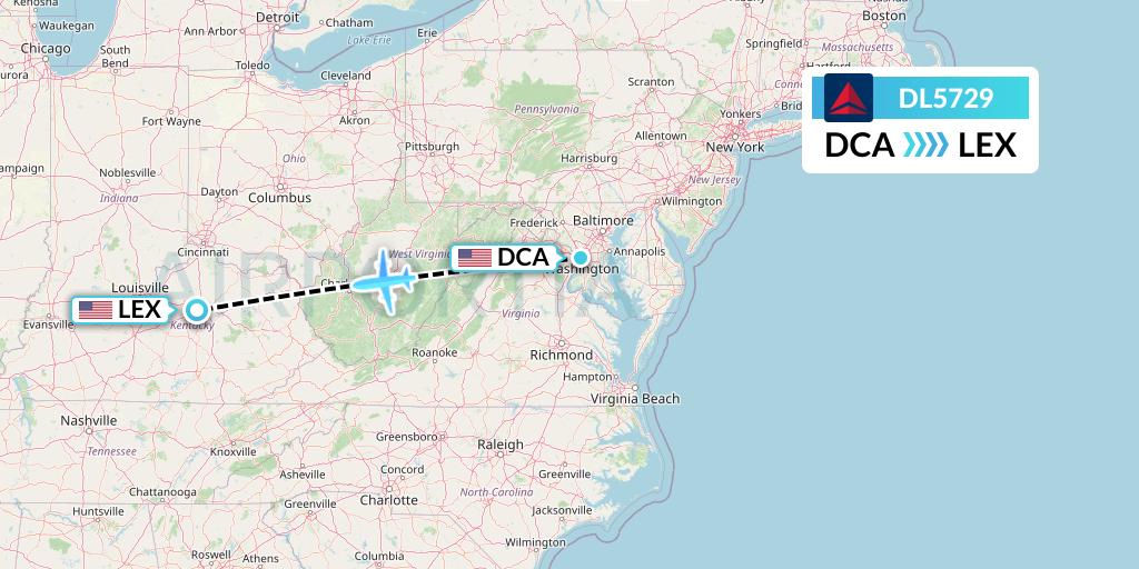 DL5729 Flight Status Delta Air Lines: Washington to Lexington (DAL5729)