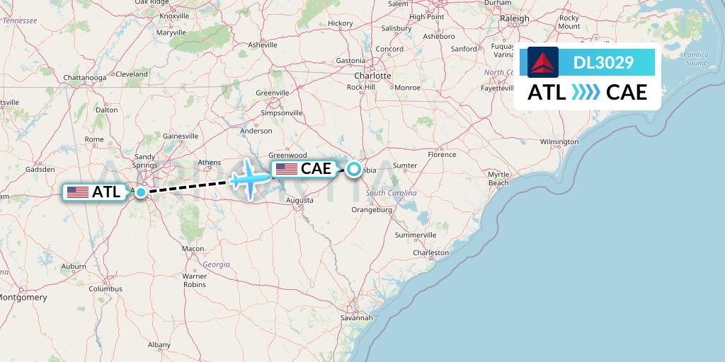 DL3029 Flight Status Delta Air Lines: Atlanta to Columbia (DAL3029)