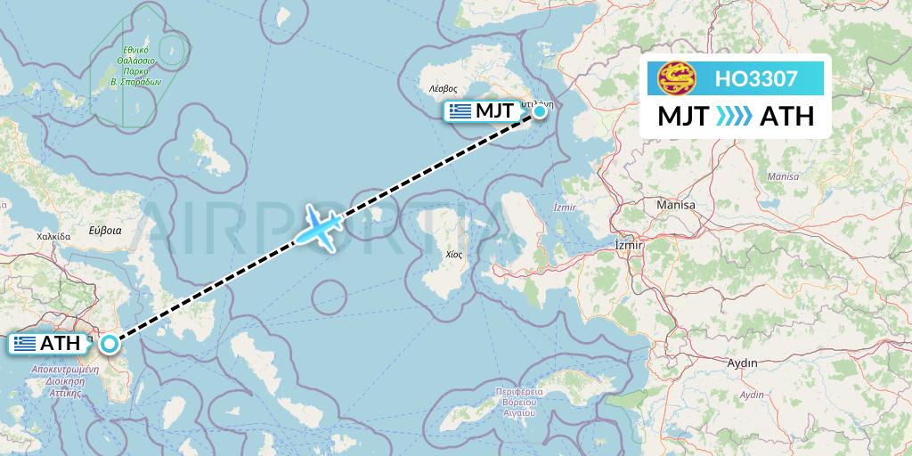 HO3307 Flight Status Juneyao Airlines: Mytilene to Athens (DKH3307)
