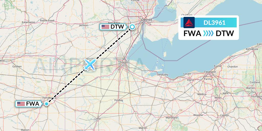 DL3961 Flight Status Delta Air Lines: Fort Wayne to Detroit (DAL3961)