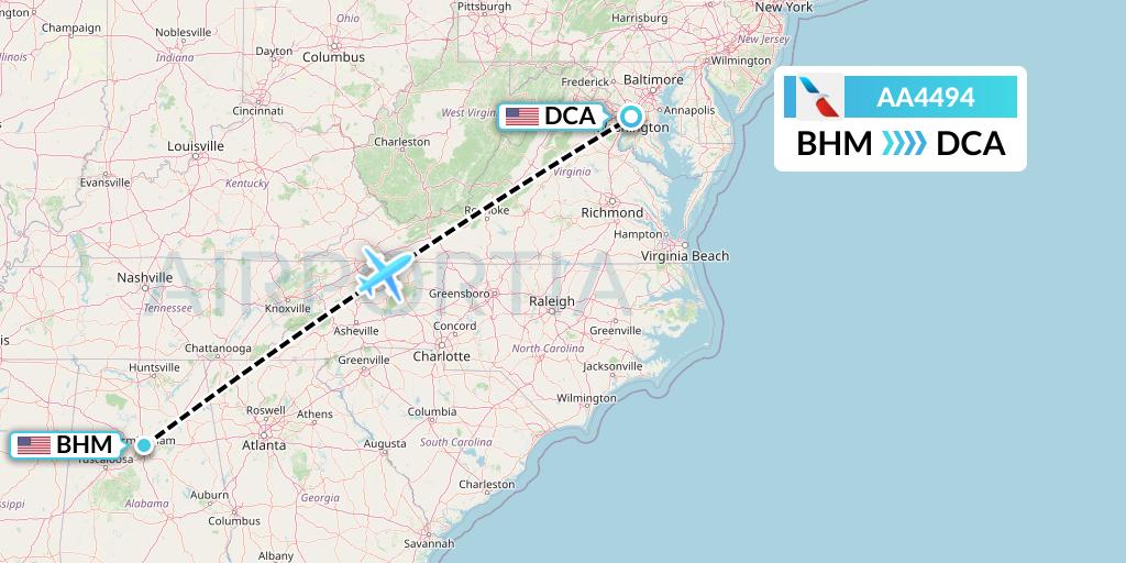 AA4494 Flight Status American Airlines: Birmingham to Washington (AAL4494)