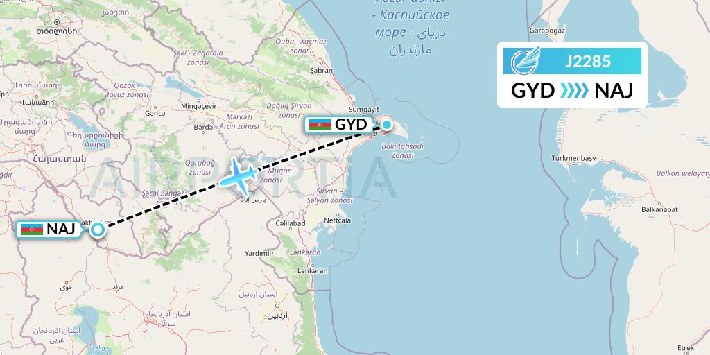 J2285 Flight Status Azerbaijan Airlines: Baku to Nakhchivan (AHY285)