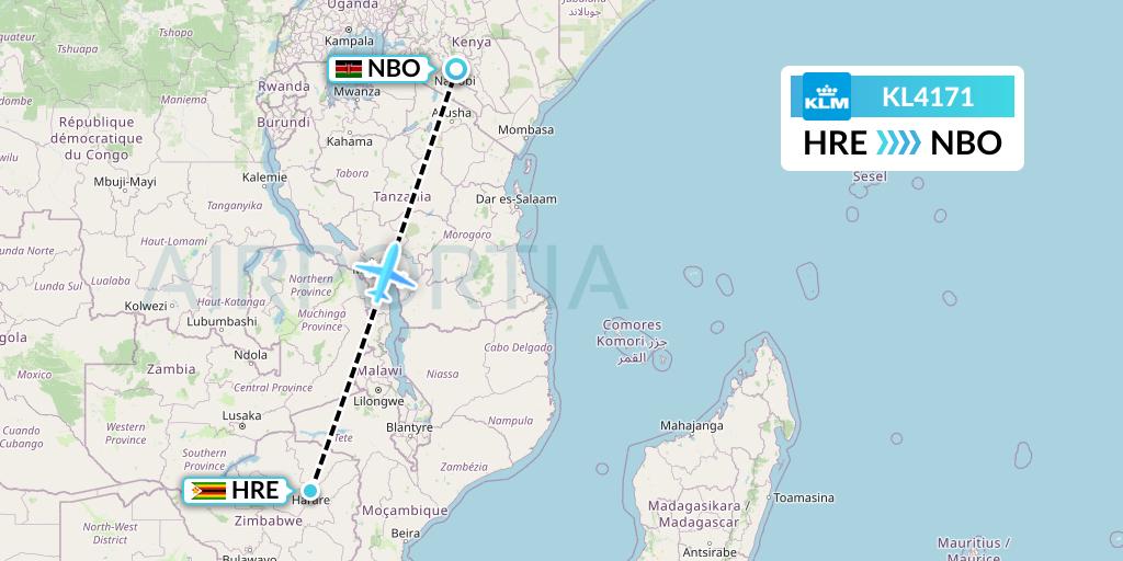 KL4171 Flight Status KLM: Harare to Nairobi (KLM4171)