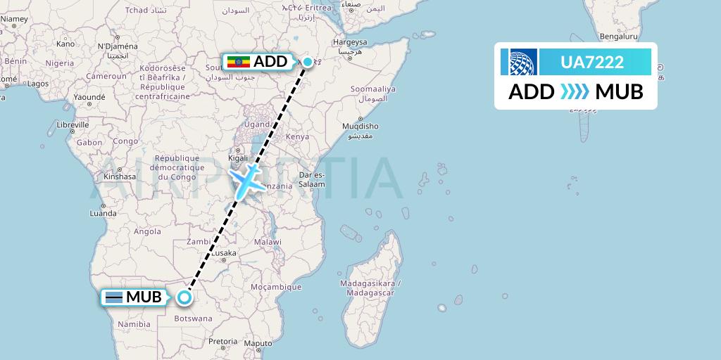 UA7222 Flight Status United Airlines: Addis Ababa to Maun (UAL7222)
