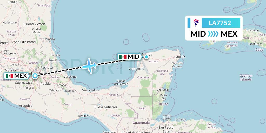 LA7752 Flight Status LAN Airlines: Merida to Mexico City (LAN7752)