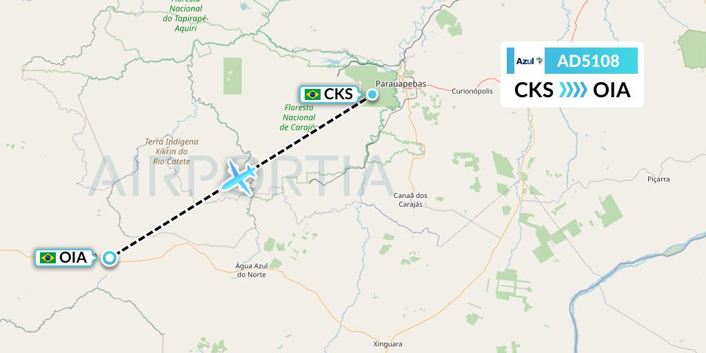 AD5108 Flight Status Azul Brazilian Airlines: Carajas to Ourilandia ...