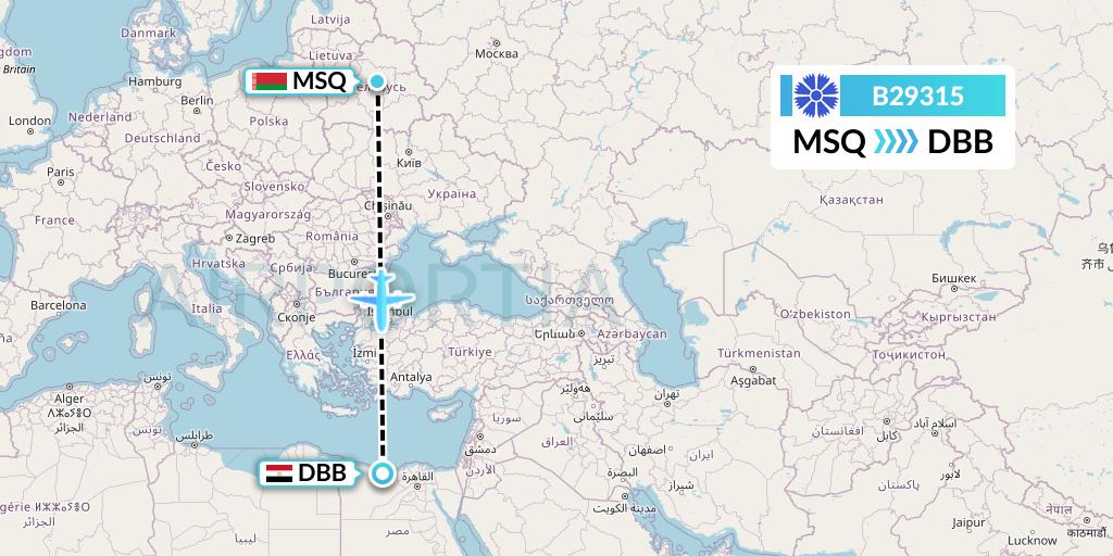 B29315 Flight Status Belavia: Minsk to El Alamein (BRU9315)