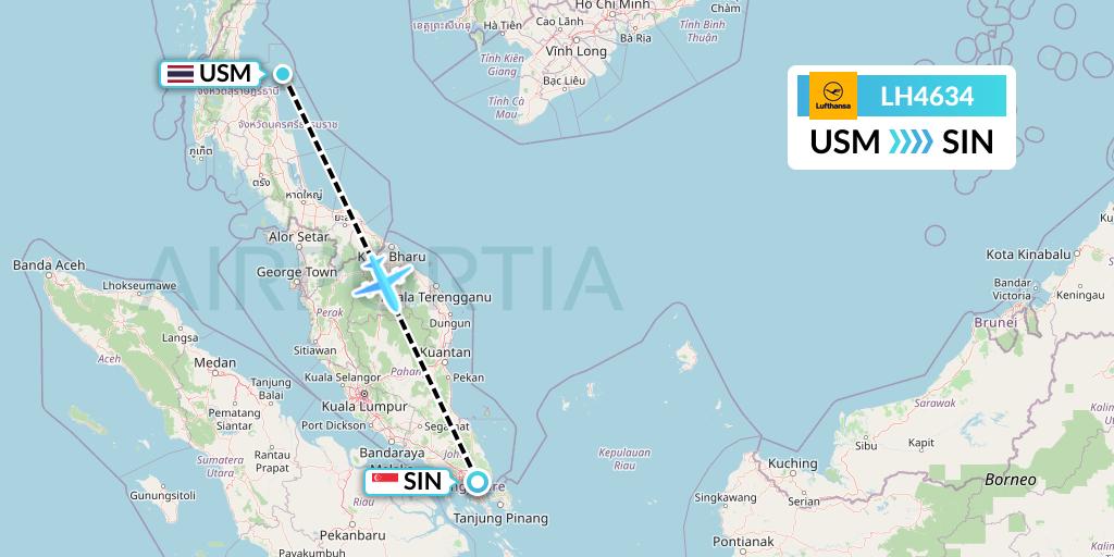 LH4634 Flight Status Lufthansa: Koh Samui to Singapore (DLH4634)