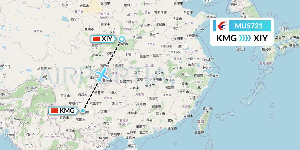 MU5721 Flight Status China Eastern Airlines: Kunming to Xi'an (CES5721)