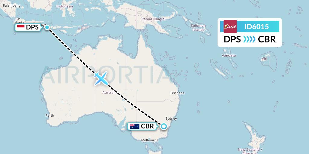 ID6015 Flight Status Batik Air: Denpasar to Canberra (BTK6015)