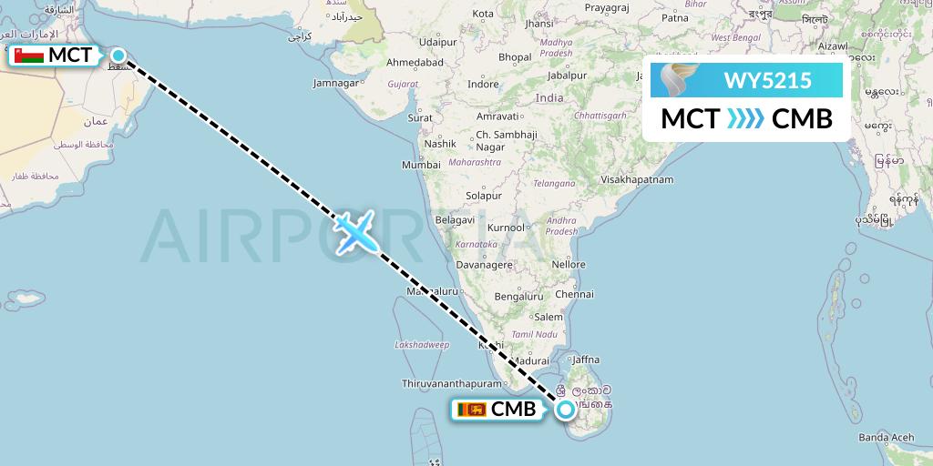 WY5215 Flight Status Oman Air: Muscat to Colombo (OMA5215)
