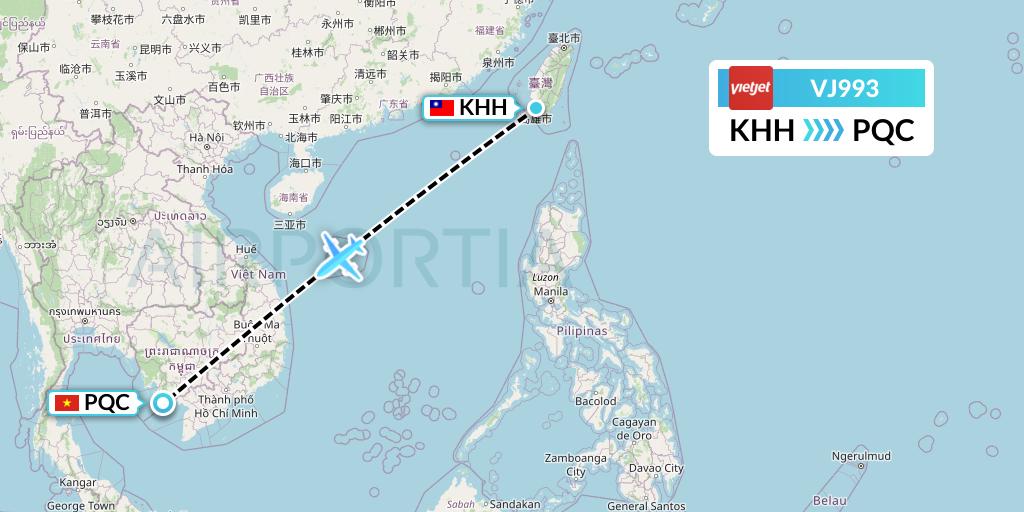 VJ993 Flight Status VietJet Air: Kaohsiung to Phu Quoc (VJC993)