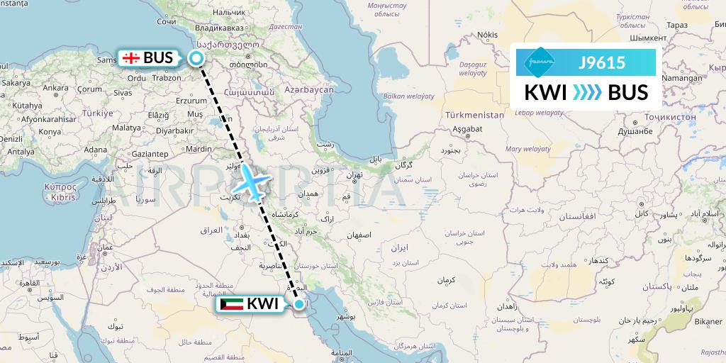 J9615 Flight Status Jazeera Airways: Kuwait City to Batumi (JZR615)