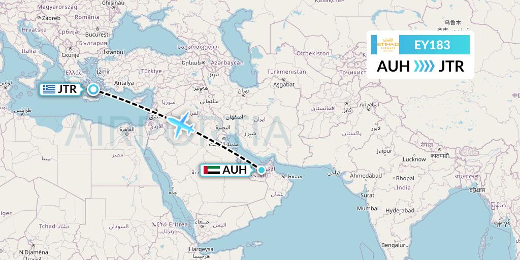 EY183 Flight Status Etihad Airways: Abu Dhabi to Santorini (ETD183)