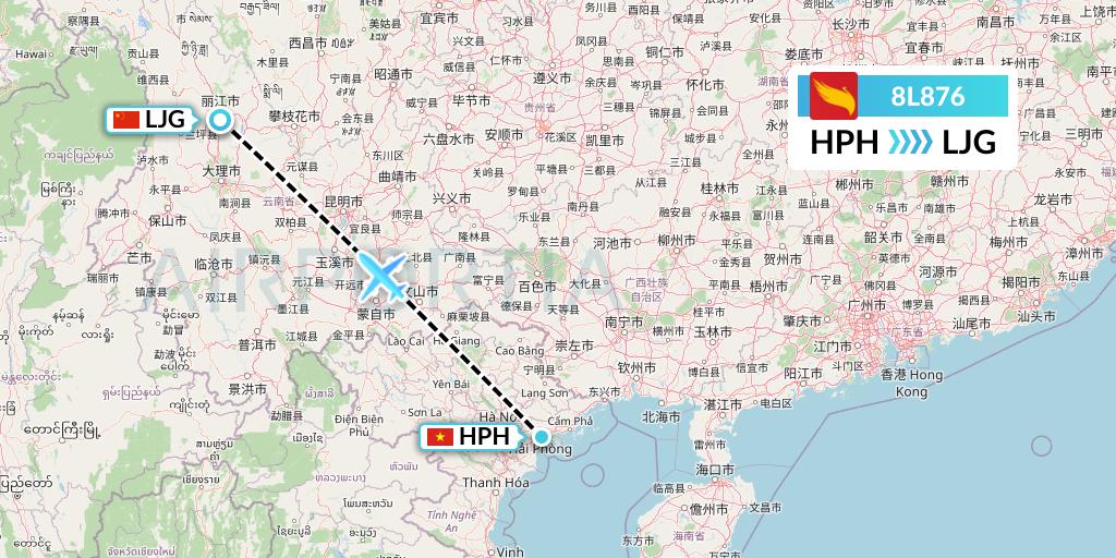 8L876 Flight Status Lucky Air: Haiphong to Lijiang (LKE876)
