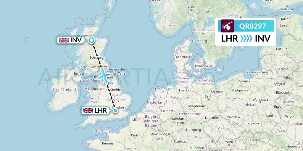 QR8297 Flight Status Qatar Airways: London to Inverness (QTR8297)