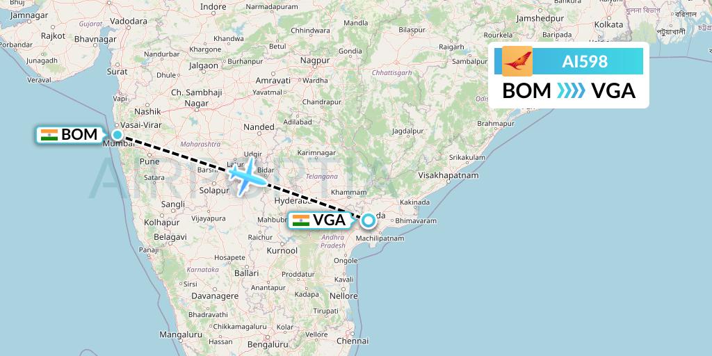 AI598 Flight Status Air India: Mumbai to Vijayawada (AIC598)