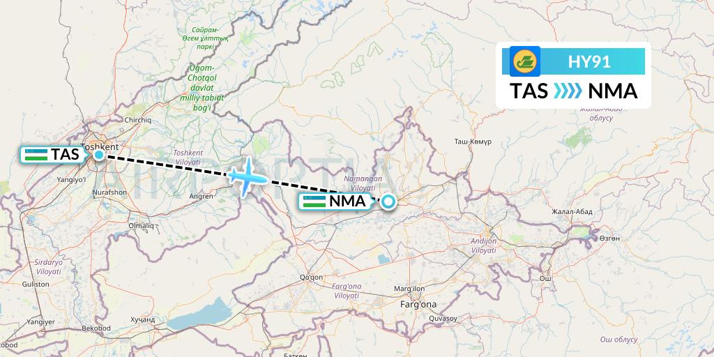 HY91 Flight Status Uzbekistan Airways: Tashkent to Namangan (UZB91)