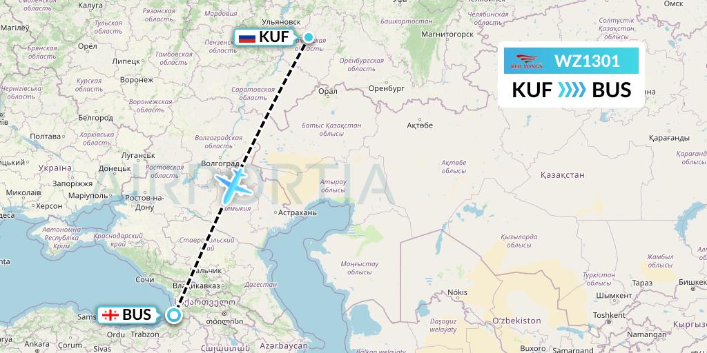 WZ1301 Flight Status Red Wings: Samara to Batumi (RWZ1301)