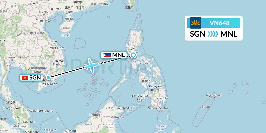 VN648 Flight Status Vietnam Airlines: Ho Chi Minh City to Manila (HVN648)