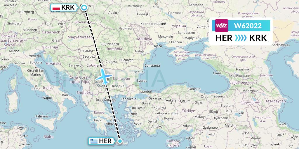 W62022 Flight Status Wizz Air: Heraklion to Krakow (WZZ2022)
