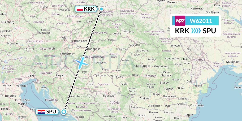 W62011 Flight Status Wizz Air: Krakow to Split (WZZ2011)