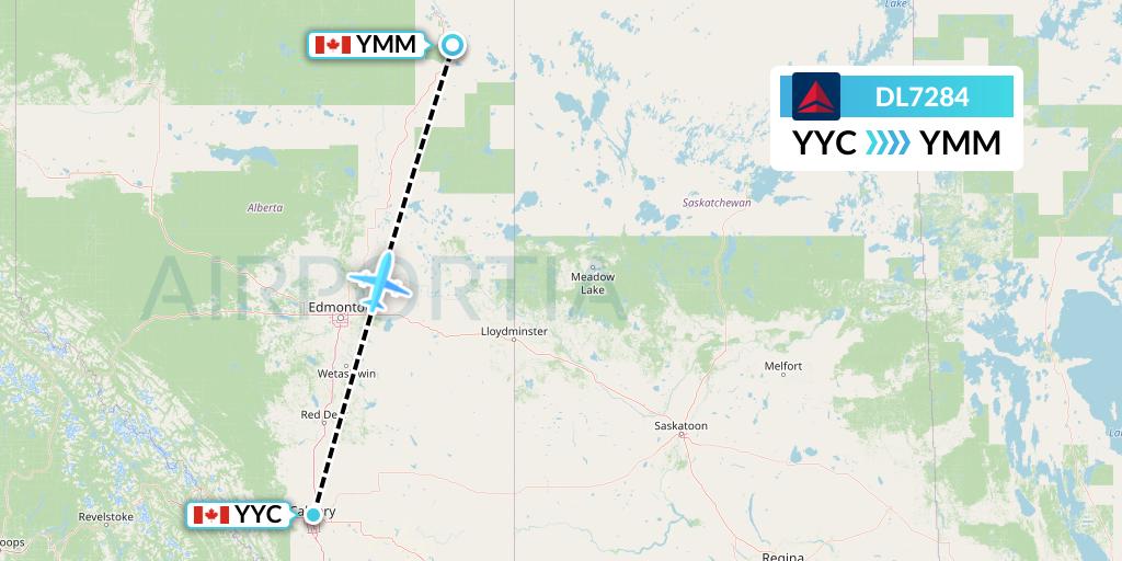 DL7284 Flight Status Delta Air Lines: Calgary to Fort McMurray (DAL7284)