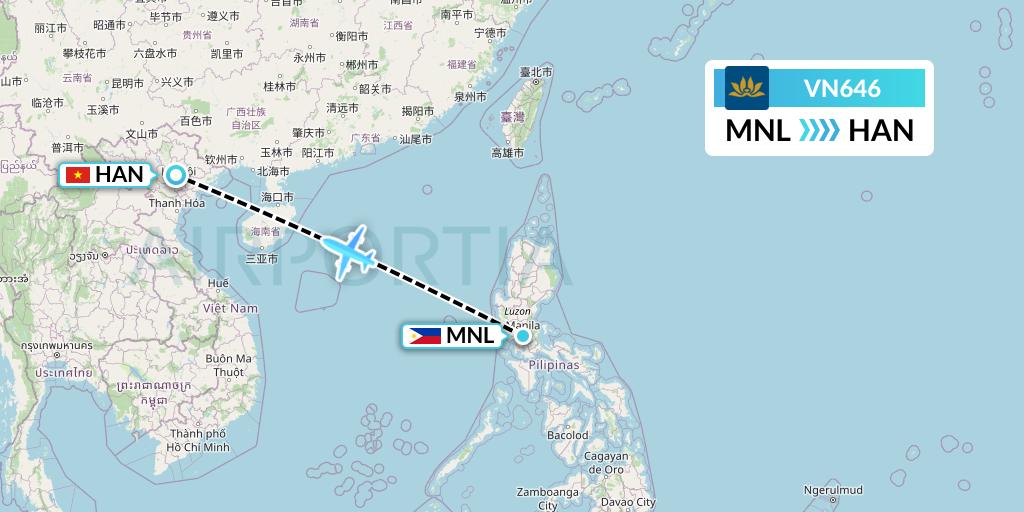 VN646 Flight Status Vietnam Airlines: Manila to Hanoi (HVN646)